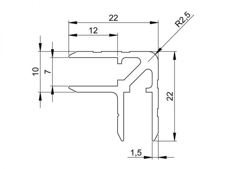 Cornière double 7mm - Vexi